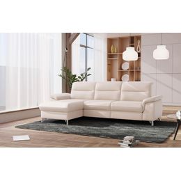 Sit & More Ecksofa SIT & MORE "Astoria L-Form", beige (creme), B:260cm H:91cm T:175cm, 100% Polyester, Sofas, Ecksofa, wahlweise mit motorischer Relaxfunktion