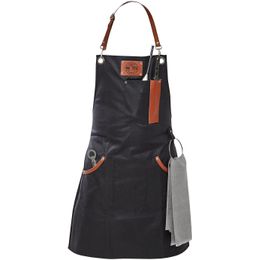 Grillsch&uuml;rze Gefu "BBQ", schwarz (schwarz, braun, silberfarben), B:65cm L:90cm, gewirkt, Baumwolle, Sch&uuml;rzen, Grillsch&uuml;rze, Lederapplikation
