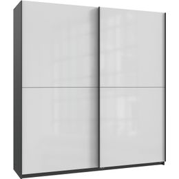 Kleiderschrank wimex "Mugano, B/T/H 135 oder 180/65/198cm, Made in Germany", front hg lack wei&szlig;, korpus grafit, griffe schwarz, B:180cm H:198cm T:65cm, Holzwerkstoff, Schr&auml;nke, Kleiderschrank, 2 Schwebet&uuml;ren mit oder ohne Spiegel, Metallgriffe