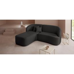 Ecksofa "Dilara L-Form", schwarz, B:200cm H:87cm T:165cm, Struktur fein 100% Polyester);Samtoptik (100% Polyester);Boucl&eacute; (100% Polyester), LeGer Home by Lena Gercke, Sofas, Ecksofa, gerundete R&uuml;ckenlehne und Front, in 3 Bezugsqualit&auml;ten