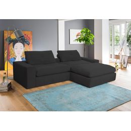 Ecksofa Alina "Sandy", grau (anthrazit eqe 139), B:296cm H:84cm T:180cm, Chenille (100% Polyester), Sofas, Ecksofa, mit losen Sitz- und R&uuml;ckenkissen