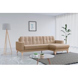 Sit & More Ecksofa SIT & MORE "Lavida L-Form", beige (nature), B:279cm H:90cm T:167cm, 100% PES, Sofas, Ecksofa, wahlweise mit Kippfunktion und Bettkasten