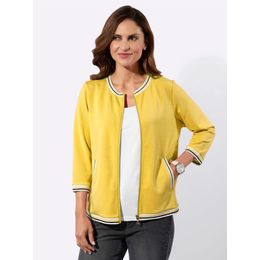 Shirtjacke Inspirationen "Sweatjacke", Damen, Gr. 46, sonnengelb, 50% Modal, 44% Polyester, 6% Elasthan, unifarben, Rundhals, Shirts Shirtjacke