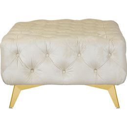 Polsterhocker Home Affaire "Amaury", beige, B:80cm H:45cm T:80cm, Struktur (100% Polyester);Samtoptik (100% Polyester), Hocker, Polsterhocker, Chesterfield-Optik, Breite 80cm, Fu&szlig;farbe w&auml;hlbar