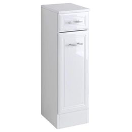 Unterschrank Welltime "Neapel", wei&szlig;, B:25cm H:84cm T:35cm, Holzwerkstoff, MDF, Schr&auml;nke, Unterschrank, Breite 25 cm, mit Hochglanzfronten und eleganter Fr&auml;sung