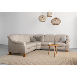 Ecksofa Home Affaire "Caldera L-Form", grau (hellgrau), B:270cm H:91cm T:250cm, 100% Polyester, Sofas, Ecksofa, Federkern, wahlweise mit Kopfteilverstellung, Bettfunktion, Bettkasten