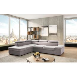 Sit & More Ecksofa SIT & MORE "Alcudia L-Form", silber, B:272cm H:73cm T:226cm, 98% Polyester, 2% Polyamid, Sofas, Ecksofa, mit Armteilverstellung, optional Kopfteilverstellung und Bettfunktion
