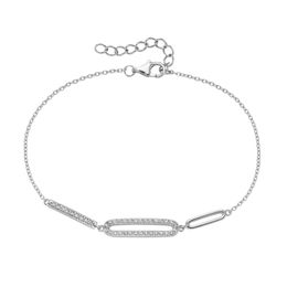 Armband Firetti "Schmuck Geschenk Silber 925 Armschmuck Armkette Zwischenteil oval", silberfarben, kristallwei&szlig;, kristallwei&szlig;, Armb&auml;nder, Damen, 21cm, Silber 925 (Sterlingsilber), Armband, mit Zirkonia (synth.)