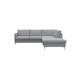 Ecksofa FLEXLUX "Fiore, L-Form", grau (sophisto gre), B:234cm H:85cm T:225cm, 100% Polyester, Sofas, Ecksofa, schmale Armlehnen, F&uuml;&szlig;e alufarben, B/T 234/225 cm, Kaltschaum im Sitz