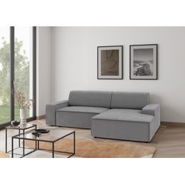 Ecksofa Trendmanufaktur "Graz, wahlweise mit Sitzvorschub und Bettkasten, L-Form, Breite 246 cm", braun (schlamm), B:246cm H:73cm T:162cm, 100% Polyester, Sofas, Ecksofa, in Cord-, haustierfreundlichem LEO Struktur- oder LUMOS-3D-Bezug