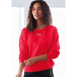 Sweatshirt BENCH. LOUNGEWEAR, Damen, Gr. 48/50, rot, Sweatware, Obermaterial: 60% Baumwolle, 40% Polyester, unifarben, bequem h&uuml;ftlang, Rundhals, Rippb&uuml;ndchen, Sweatshirts Sweatshirt, mit kleinem Logo Detail, Loungewear