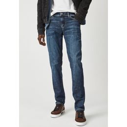 Slim-fit-Jeans Pepe Jeans "HATCH", Herren, Gr. 32, L&auml;nge 34, blau (schwarz used), Denim/Jeans, Obermaterial: 93% Baumwolle, 5% Elastomultiester, 2% Elasthan, Abriebeffekte, schmal lang, Jeans Slim-fit-Jeans