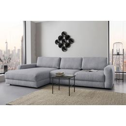 Ecksofa Home Affaire "Bloomfield, bequem und elegant, Breite 303cm, L-Form", grau (antarctica), B:303cm H:84cm T:176cm, 100% Polyester, Sofas, Ecksofa, wahlweise mit Bettfunktion und Bettkasten, Unser Dauertiefpreis