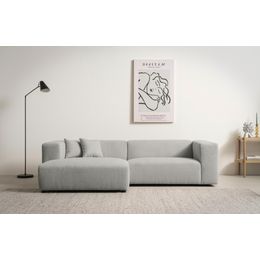 Ecksofa Home Affaire "BAKELS, L-Form in Cord oder Boucle-Stoff, moderne Couch", grau (hellgrau), B:267cm H:66cm T:163cm, Sofas, Ecksofa, wahlweise Recamiere rechts/links, bequemer Sitzkomfort