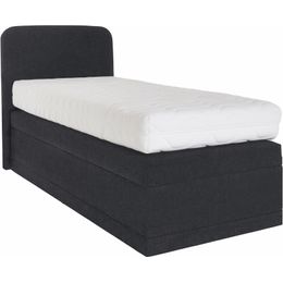Boxspringbett, schwarz, B:105cm L:212cm, Box und Kopfteil: Microvelours (100% Polyester) oder Kunstleder (Polyurethan);Bezug der Obermatratze: 100% Polyester, Westfalia Schlafkomfort, Komplettbetten, Boxspringbett, wahlweise mit Bettkasten