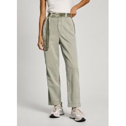 Cargohose Pepe Jeans "AYLIN", Damen, Gr. S, N-Gr, gr&uuml;n (washed gr&uuml;n), Web, Obermaterial: 44% Baumwolle, 31% Leinen, 25% Viskose, relaxed fit lang, Hosen Cargohose, mit Streifenbesatz