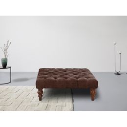 Polsterhocker Home Affaire "Chesterfield", braun, B:90cm H:35cm T:90cm, 100% Polyester, Hocker, Polsterhocker, mit Knopfheftung, auch in Leder