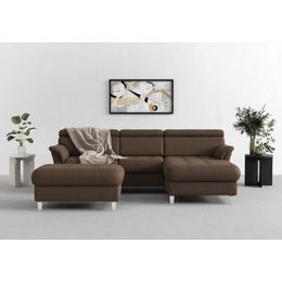 Sit & More Ecksofa SIT & MORE "Marano L-Form", braun, B:257cm T:166cm, 100% Polyester, Sofas, Ecksofa, inklusive Kopfteilverstellung, wahlweise mit Bettfunktion, Bettkasten