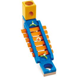 Kugelbahn-Bausatz HAPE "Quadrilla, Klingender Spielplatz", blau (blau, orange), Kugelbahnen, BabyB:8cm H:18cm T:30cm, Holz, Kunststoff, Kugelbahn-Bausatz, Zubeh&ouml;r, B:8cm H:18cm T:30cm