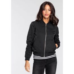 Blouson AJC, Damen, Gr. 36, schwarz, Web, Obermaterial: 100% Polyester. Futter: 100% Polyester, figurumspielend h&uuml;ftlang, Rippb&uuml;ndchen, Jacken Blouson, mit Rippkragen, praktische Eingrifftaschen, Leichte &Uuml;bergangsjacke, Topseller