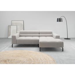 Ecksofa Home Affaire "Ecksofa Claya, L-Form, Kopfteilverstellung, Breite 223 cm", light grau, B:223cm H:71cm T:179cm, 100% Polyester, Sofas, Ecksofa, Moderne Steppung, weicher Polsteraufbau & saugroboterfreundliche H&ouml;he