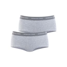 Panty Copenhagen Studios "mit softem Logobund", Damen, Gr. XL (42), grau (grau meliert), Feinripp, Obermaterial: 96% Baumwolle, 4% Elasthan (LYCRA), unifarben mit Farbeinsatz, k&ouml;rpernah, Unterhosen Panty, aus gerippter Bio-Baumwollqualit&auml;t