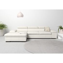 Ecksofa Home Affaire "Alberto L-Form", wei&szlig; (altwei&szlig;), B:286cm H:73cm T:174cm, Luxus-Microfaser Lederoptik (100% Polyester);Luxus-Microfaser ALTARA NUBUCK (100% Polyester);Luxus-Microfaser weich (90% Polyester, 10% Polyamid);Microfaser Antiklederoptik, Sofas, Ecksofa, mit Kopfteilverstellung, wahlweise mit Bettfunktion