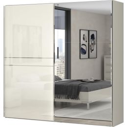 Schwebet&uuml;renschrank OTTO HOME "Piano, mit Einlegeb&ouml;den, Kleiderstangen, Spiegel, T&uuml;ren soft-close", beige (beige hochglanz), B:230cm H:224cm T:61cm, Holzwerkstoff, Schr&auml;nke, Schwebet&uuml;renschrank, mit Spiegelt&uuml;r, FSC-zertifizierter Holzwerkstoff