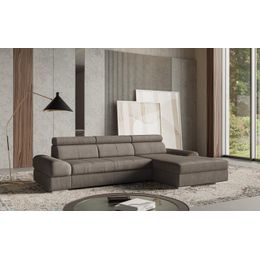 Sit & More Ecksofa SIT & MORE "Broadway L-Form", braun (schlamm), B:284cm H:79cm T:171cm, 100% Polyester, Sofas, Ecksofa, inklusive Kopfteilverstellung, wahlweise mit Bettfunktion