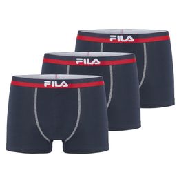 Boxershorts Fila, Herren, Gr. M, blau (navy), Obermaterial: 95% Baumwolle, 5% Elasthan, bedruckt, unifarben mit Farbeinsatz, k&ouml;rpernah, Unterhosen Boxershorts, elastischer Logobund, Kontrastn&auml;hte, Topseller