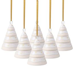 Weihnachtsfigur "Ornamente Tannenbaum Winter Glow 6er Set beige", beige, LIKE. BY VILLEROY & BOCH, Dekofiguren, Weihnachtsfigur