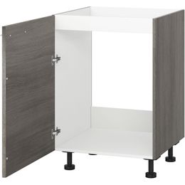 Sp&uuml;lenunterschrank KOCHSTATION "KS-Trea SP60", grau (eichefarben grau), B:60cm H:75cm T:56cm, Schr&auml;nke, Sp&uuml;lenunterschrank, Breite 60 cm, H&ouml;he 75 cm