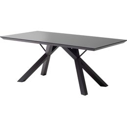 Esstisch MCA furniture "Everett, TOPSELLER", grau (anthrazit, schwarz matt lackiert, anthrazit), B:180cm H:75cm T:95cm, 100% Metall, Sicherheitsglas 8 mm, Tische, Esstisch, mit Glasplatte, modern, pflegeleicht, Metallgestell