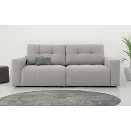 3-Sitzer Home Affaire "Turnon, Lounge-sofa, Breite 220 cm", grau (light grau), B:220cm H:84cm T:94cm, 100% Polyester, Sofas, 3-Sitzer, Chenille, mit Knopf- und Doppelsteppung, elegantes Aussehen