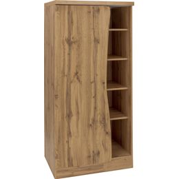 Midischrank KOCHSTATION "KS-Bruneck", braun (wotaneiche), B:80cm H:166cm T:60cm, Holzwerkstoff, Schr&auml;nke, Midischrank, Vorratsschrank >>Bruneck<< 90 cm breit, hochwertige MDF-Fronten