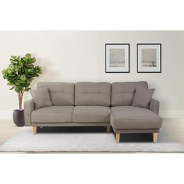 Ecksofa Home Affaire "TRIPLO optionale Schlafsofa mit Bettkasten, Ma&szlig;e B/T/H: 234/164/89 cm", grau (taupe), B:234cm H:89cm T:164cm, Sofas, Ecksofa, L-Form wahlweise mit Bettfunktion - Liegefl&auml;che 132x210 cm