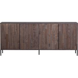Sideboard Woood "Gravu", braun, B:200cm H:85cm T:44cm, FSC-zertifizierter Holzwerkstoff, Sideboards, Sideboard, Kommode, H 85 cm x B 200 cm x T 44 cm