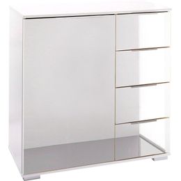 Kombikommode wimex "Easy", wei&szlig; (wei&szlig;, wei&szlig;glas), B:82cm H:83cm T:41cm, Sideboards, Kombikommode