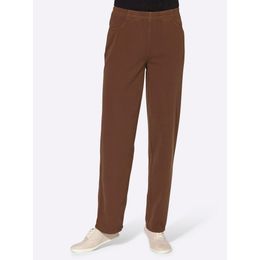 Schlupfhose Classic Basics, Damen, Gr. 27, Kurzgr&ouml;&szlig;en, braun (dunkelbraun), 100% Baumwolle, unifarben, lang, Hosen Schlupfhose