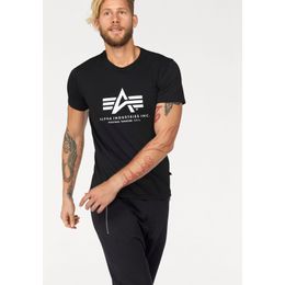 T-Shirt Alpha Industries "Basic T-Shirt", Herren, Gr. M, schwarz (schwarz, 03), Single Jersey, Obermaterial: 100% Baumwolle, bedruckt, regular fit normal, Rundhals, normaler Saum, Shirts T-Shirt, Baumwolle, regular fit, Topseller