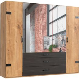 Kleiderschrank wimex "Detroit by fresh to go", beige (raw steel, metall), B:250cm H:218cm T:58cm, Schr&auml;nke, Kleiderschrank
