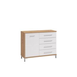 Sideboard Inosign "Mondego Kommode mit 1 T&uuml;r und 4 Schubk&auml;sten", braun (opaque wei&szlig; hg, artisan eiche, opaque wei&szlig;), B:108cm H:87cm T:40cm, Holzwerkstoff, MDF, Sideboards, Sideboard