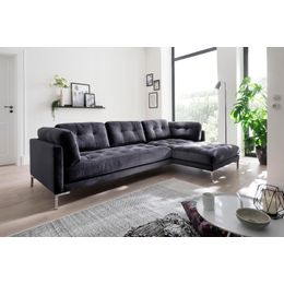 Ecksofa TRENDS BY HG "Landau L-Form", grau, B:275cm H:75cm T:158cm, Sofas, Ecksofa, in Cord-Stoff mit Metallfu&szlig;