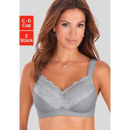 Soft-BH Petite Fleur, Damen, Gr. 105, Cup F, wei&szlig; (silber, wei&szlig;), Jersey, Obermaterial: 60% Polyamid, 29% Baumwolle, 11% Elasthan, BHs Soft-BH, ohne B&uuml;gel mit Komforttr&auml;gern
