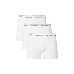 Boxershorts Selected "SLHLIAM 3-PACK TRUNK NOOS", Herren, Gr. M, 3 Stk., wei&szlig;, Jersey, Obermaterial: 95% Baumwolle, 5% Elasthan, unifarben, eng, Unterhosen Boxershorts