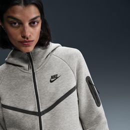 Sweatshirt Nike Sportswear "W NSW TCH FLC WR FZ HDY 2", Damen, Gr. L, dk grau heat, Obermaterial: 53% Baumwolle, 47% Polyester, Sweatshirts Sweatshirt, sportlicher Stil, f&uuml;r entspannte Freizeitaktivit&auml;ten