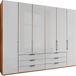 Faltt&uuml;renschrank Wiemann "Monaco, Kleiderschrank, Schrank, W&auml;scheschrank, mit edler Glasfront", braun (bianco, eiche, nachbildung, glas wei&szlig;), B:295,3cm H:236cm T:58cm, Floatglas, Holzwerkstoff, Schr&auml;nke, Faltt&uuml;renschrank, inkl. gep&auml;mpften Schubk&auml;sten und T&uuml;ren, mit Panorama&ouml;ffnung