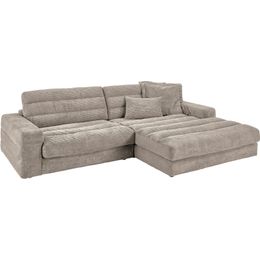 Ecksofa 3C CANDY "Stripes Mega-Sofa, bequem und komfortabel, L-Form", grau (taupe), B:296cm H:83cm T:205cm, 88% Polyester, 12% Polyacryl, Sofas, Ecksofa, Lose R&uuml;ckenkissen, mit feiner Quersteppung, Cord-Bezug