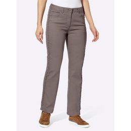 Bequeme Jeans Casual Looks, Damen, Gr. 19, Kurzgr&ouml;&szlig;en, grau (taupe, denim), 81% Baumwolle, 17% Polyester, 2% Elasthan, unifarben, lang, Jeans Bequeme Jeans