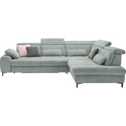 Ecksofa, famosa ocean, SET ONE BY Musterring, Sofas, B/H/T: 317cm x 86cm x 220cm, Flachgewebe, Armlehne links, Sitztiefenverstellung,ohne Kopfteilverstellung,Ohne Bettfunktion,Ohne Schubkasten, 100% Polyester, Ecksofa, Kaltschaumpolsterung, Flachgewebe, whlw. mit Funktionen, Sitzh&ouml;he 49, B:317cm H:86cm T:220cm
